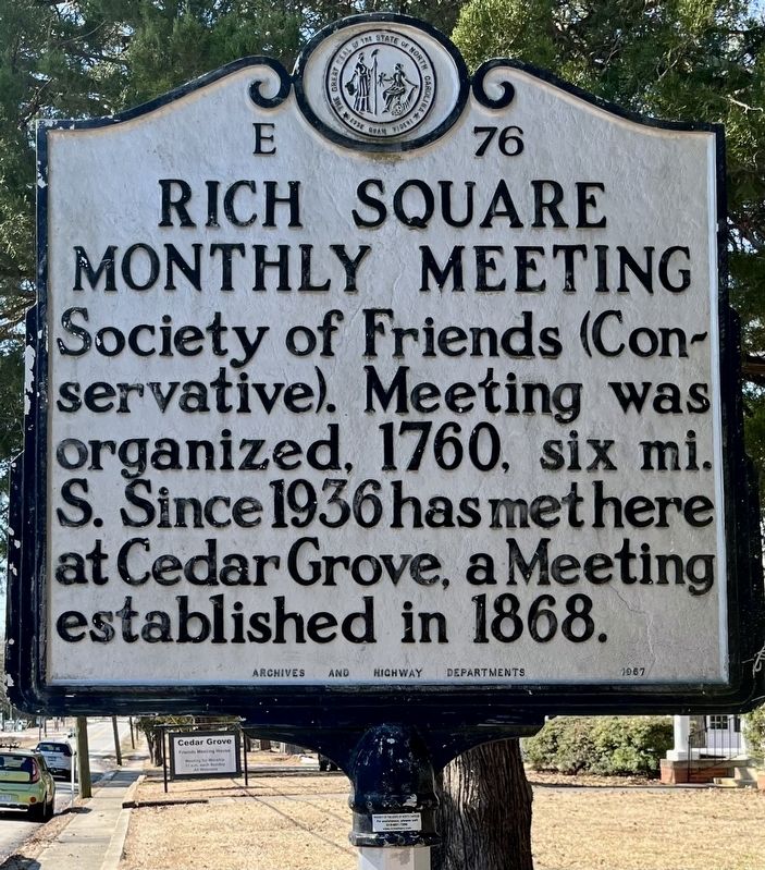 Rich Square Monthly Meeting Historical Marker