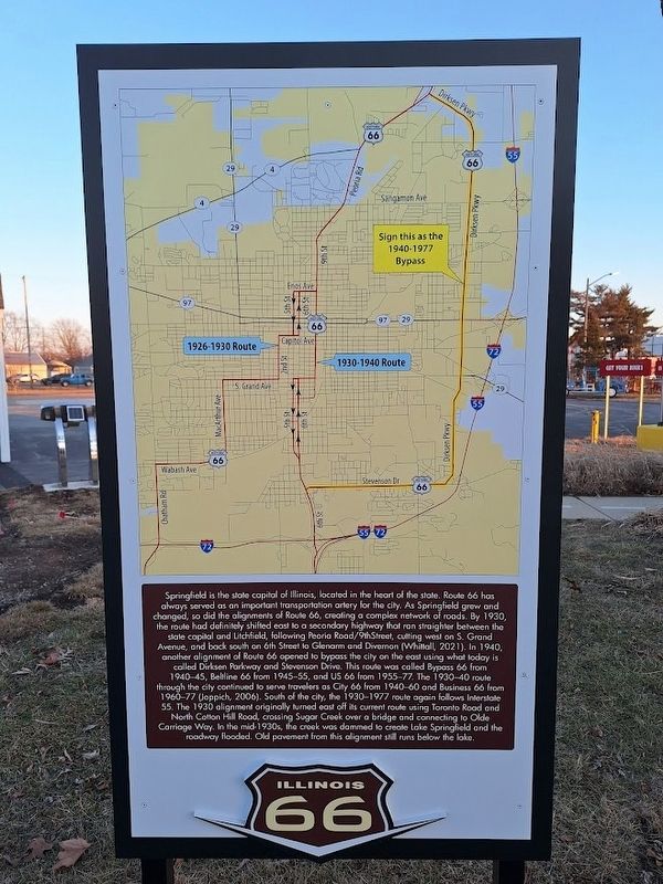 Route 66 Alignments in Springfield Historical Marker