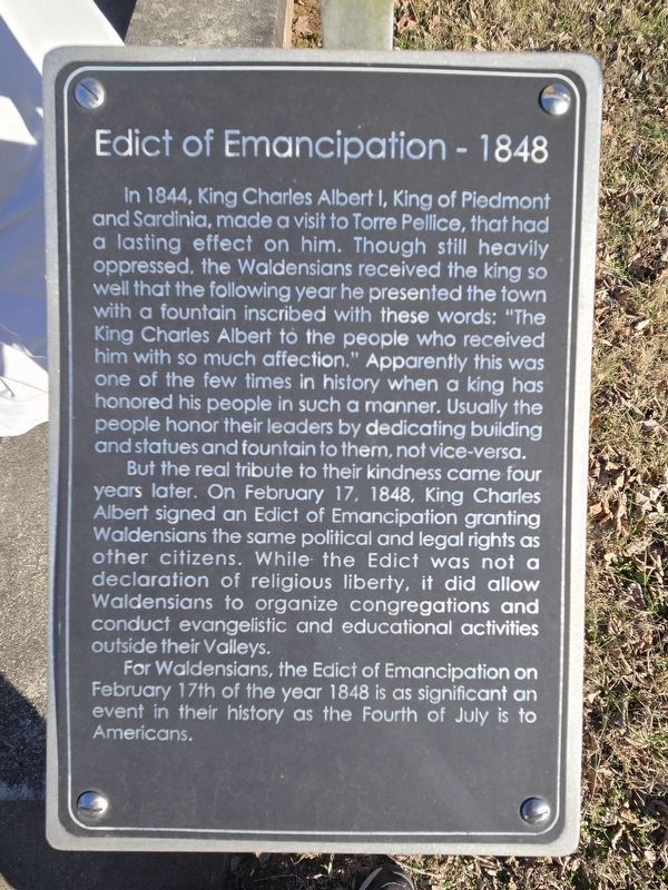 Edict of Emancipation - 1848 Historical Marker