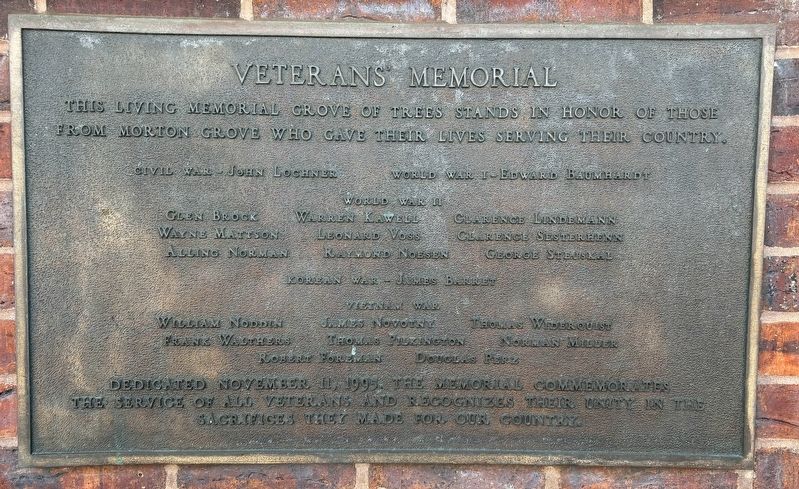 Morton Grove Veterans' Memorial, a War Memorial