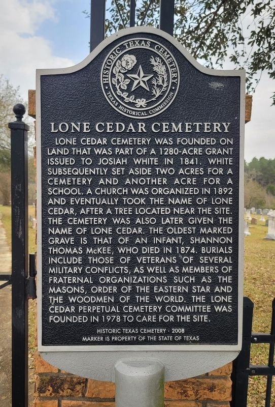 Lone Cedar Cemetery Historical Marker