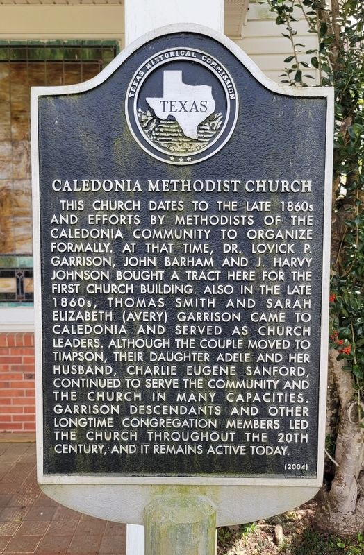 Caledonia Methodist Church Historical Marker