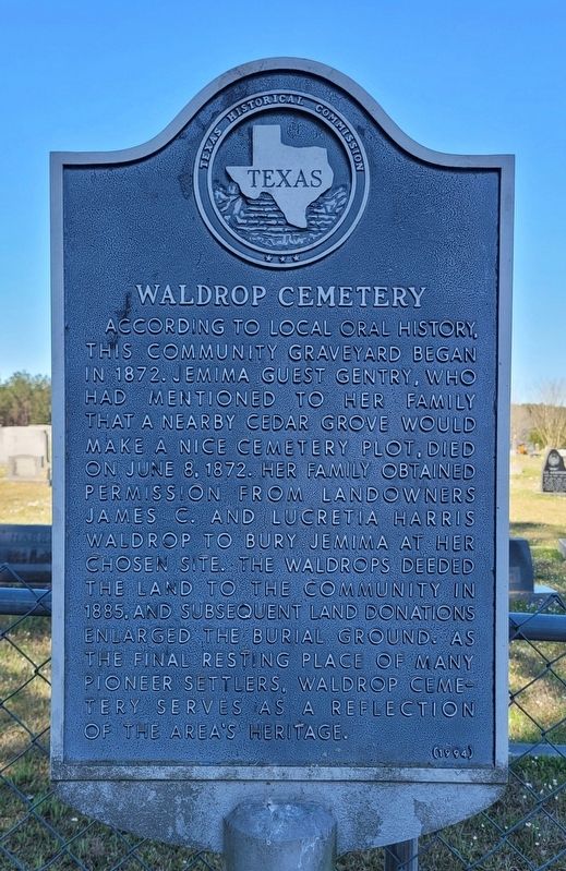 Waldrop Cemetery Historical Marker