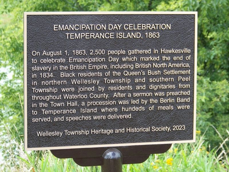 Emancipation Day Celebration Temperance Island, 1863 Historical Marker