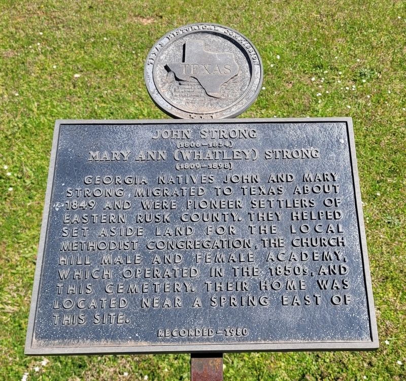 John Strong / Mary Ann (Whatley) Strong Historical Marker