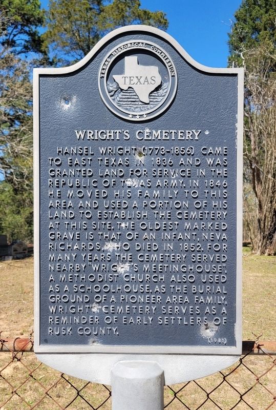 Wright's Cemetery Historical Marker