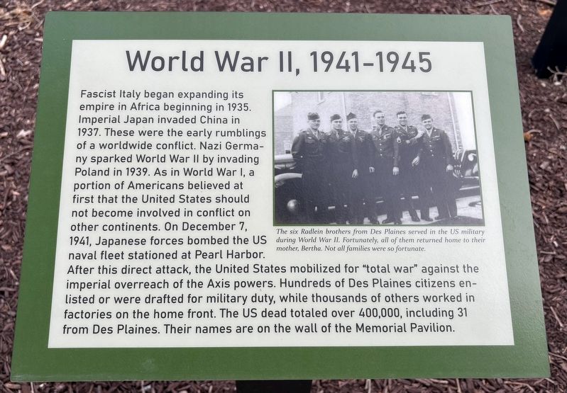 World War II, 1941-1945 Historical Marker