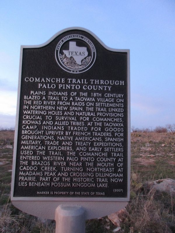 Comanche Trail Through Palo Pinto County Historical Marker