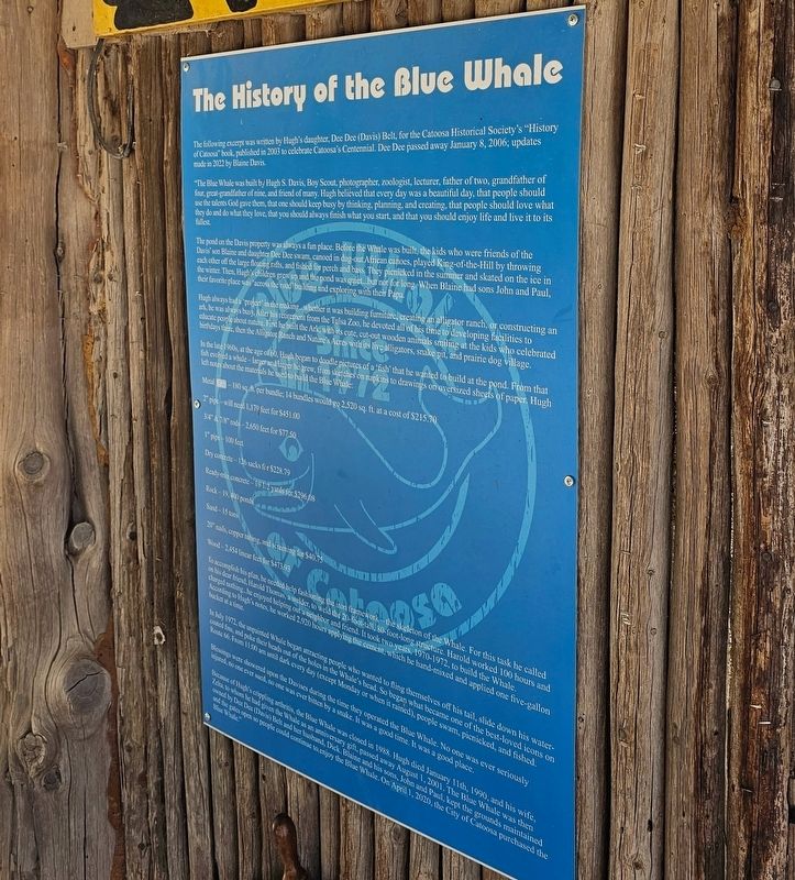 The History of the Blue Whale Historical Marker