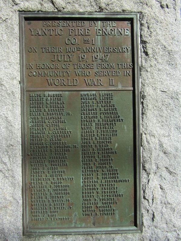 Yantic World War II Memorial, a War Memorial