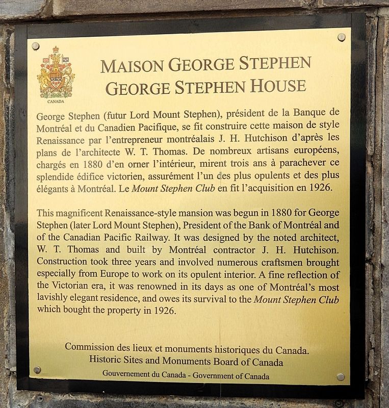 Maison George Stephen / George Stephen House Historical Marker
