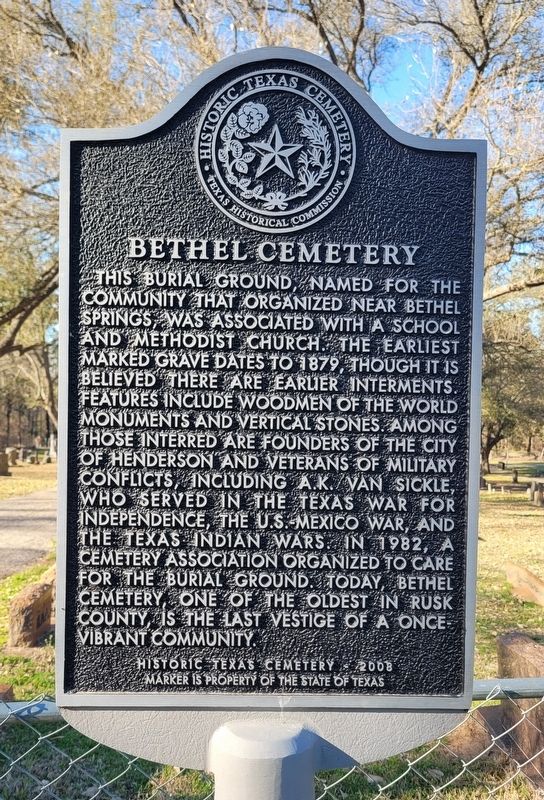 Bethel Cemetery Historical Marker