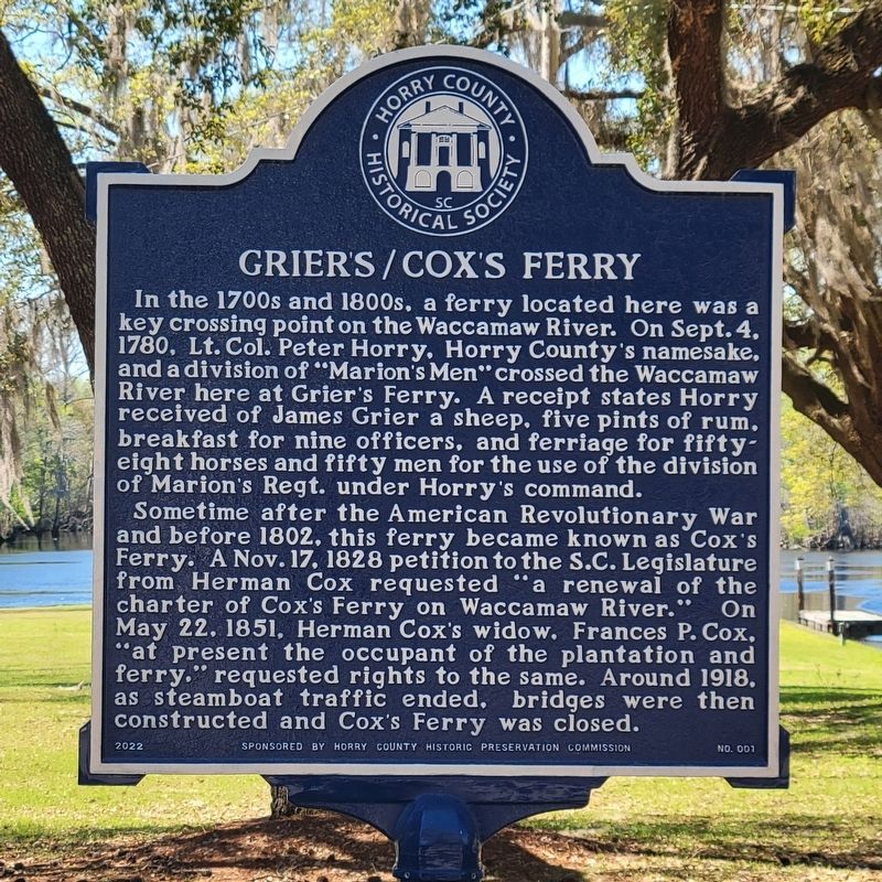 Grier’s/Cox’s Ferry Historical Marker