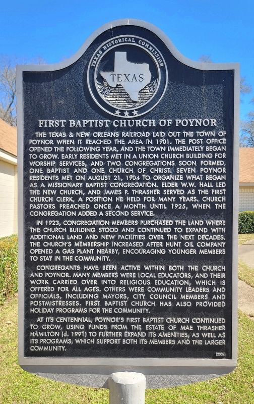 First Baptist Church of Poynor Historical Marker