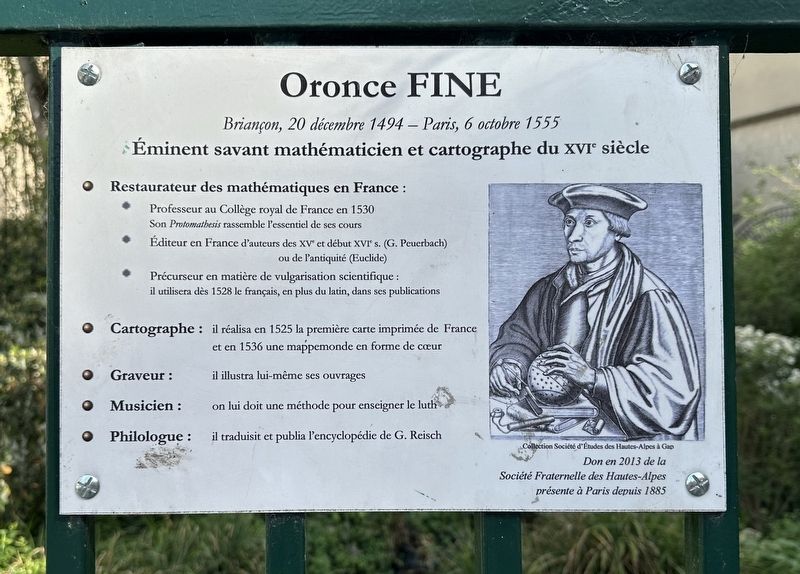 Oronce Fine Historical Marker
