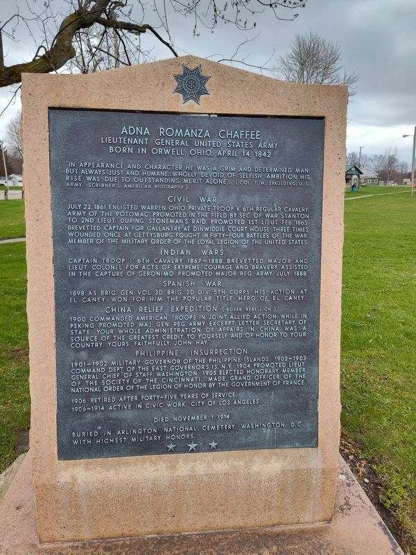 Adna Romanza Chaffee Historical Marker