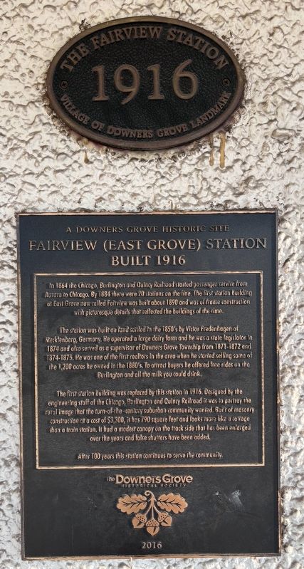 Fairview (East Grove) Station Historical Marker