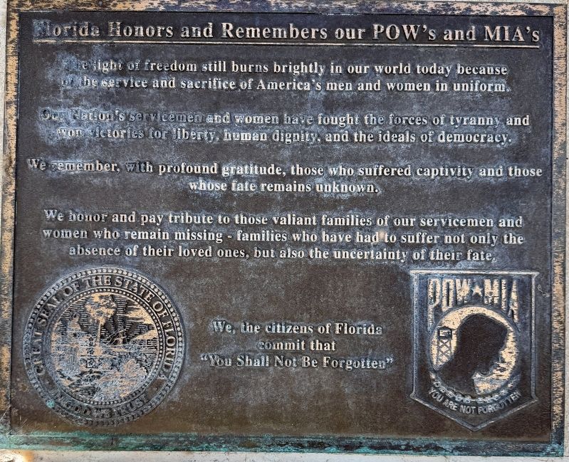Florida Honors and Remembers our POW’s and MIA’s, a War Memorial