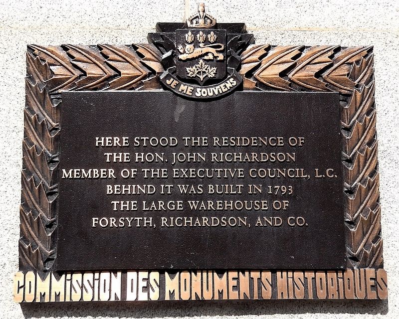Here Stood the Residence of the Hon. John Richardson Historical Marker