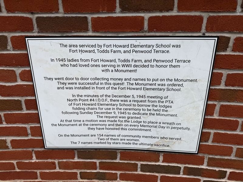 Fort Howard Veterans Park Historical Marker