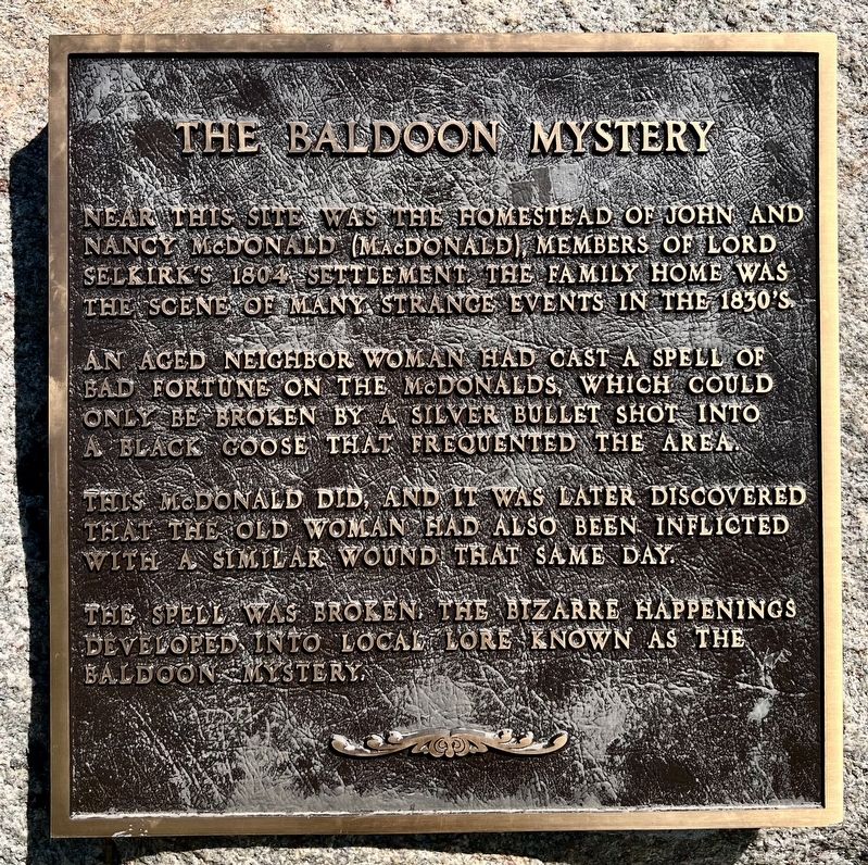 The Baldoon Mystery Historical Marker