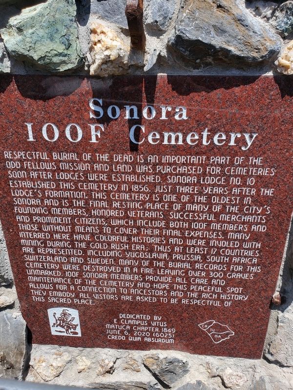 Sonora IOOF Cemetery Historical Marker