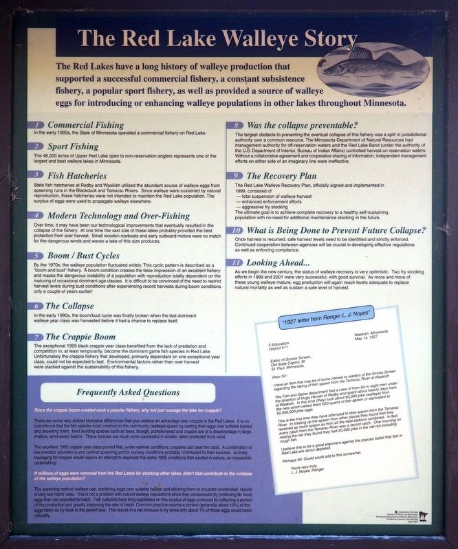 The Red Lake Walleye Story Historical Marker