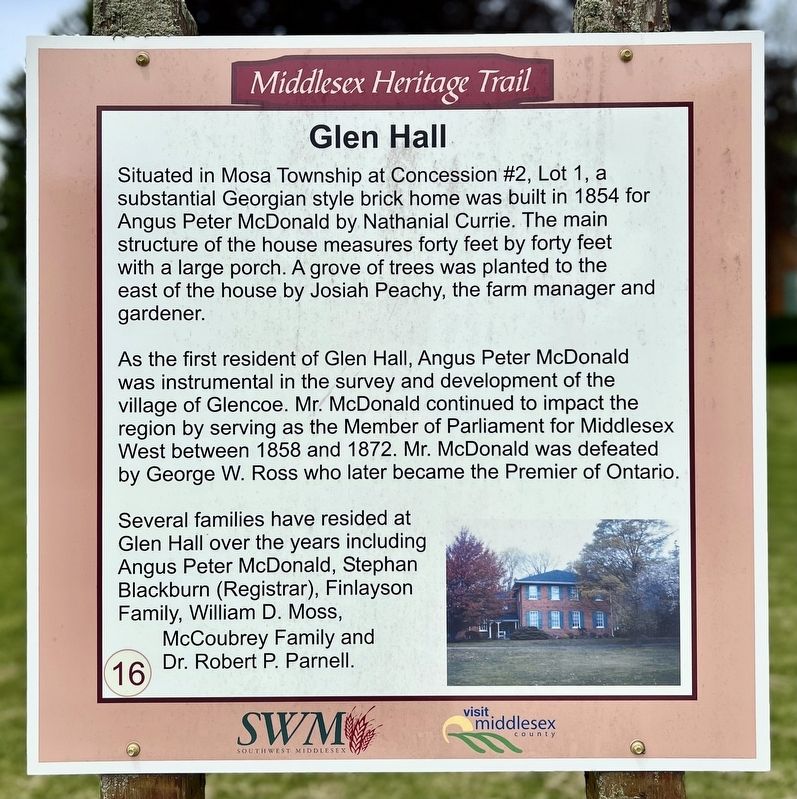 Glen Hall Historical Marker