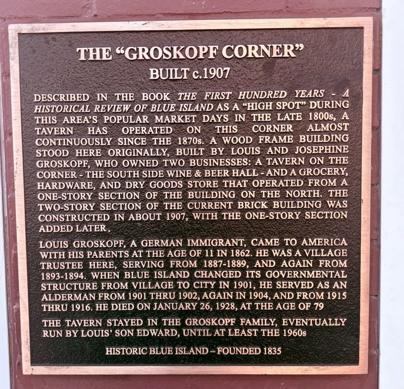 The "Groskopf Corner" Historical Marker