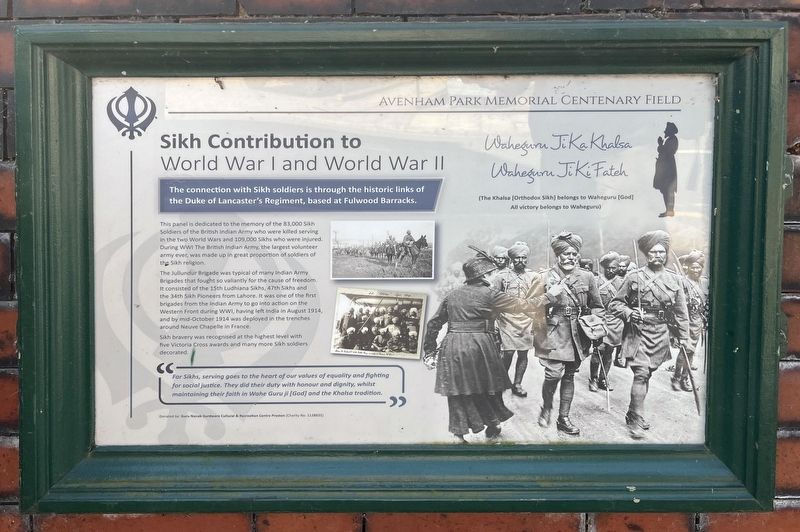 Sikh Contribution to World War I and World War II Historical Marker