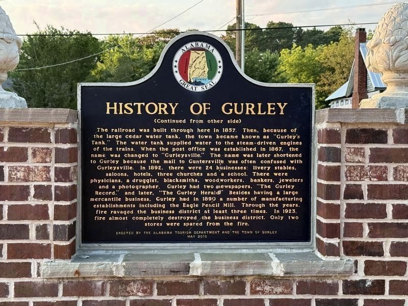 History of Gurley Historical Marker