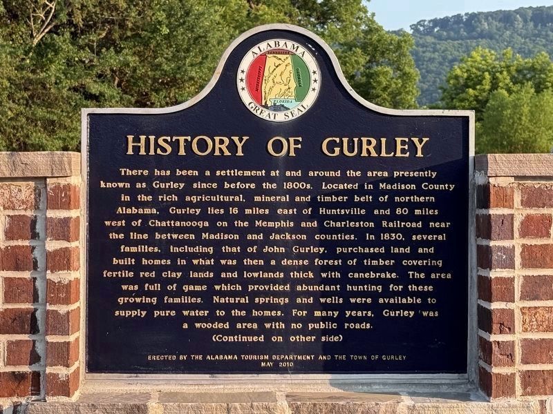 History of Gurley Historical Marker
