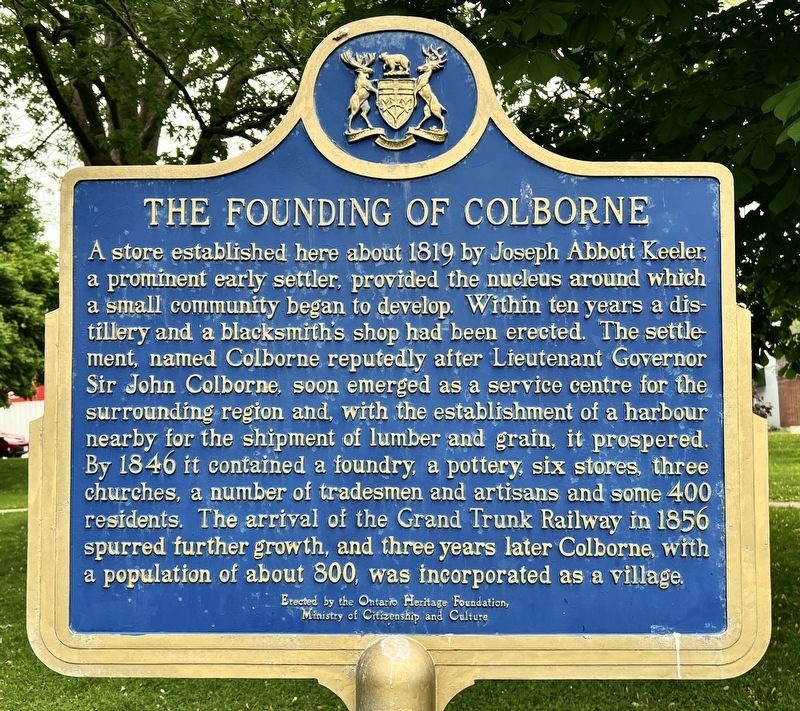 The Founding of Colborne Historical Marker