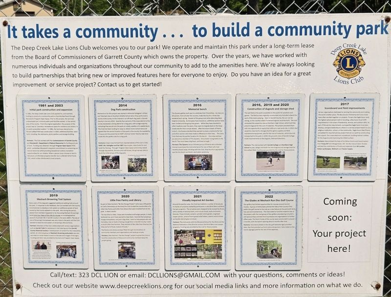 It takes a community... to build a community park Historical Marker