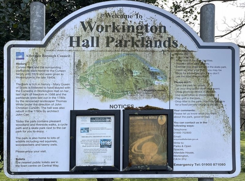 Workington Hall Parklands Historical Marker