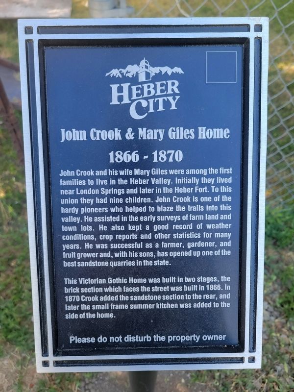 John Crook & Mary Giles Home Historical Marker