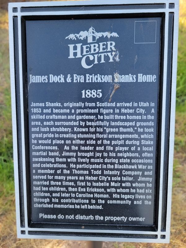 James Dock & Eva Erickson Shanks Home Historical Marker