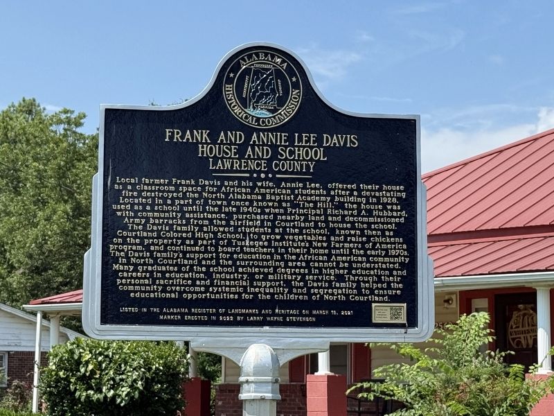Frank and Annie Lee Davis House and School Historical Marker