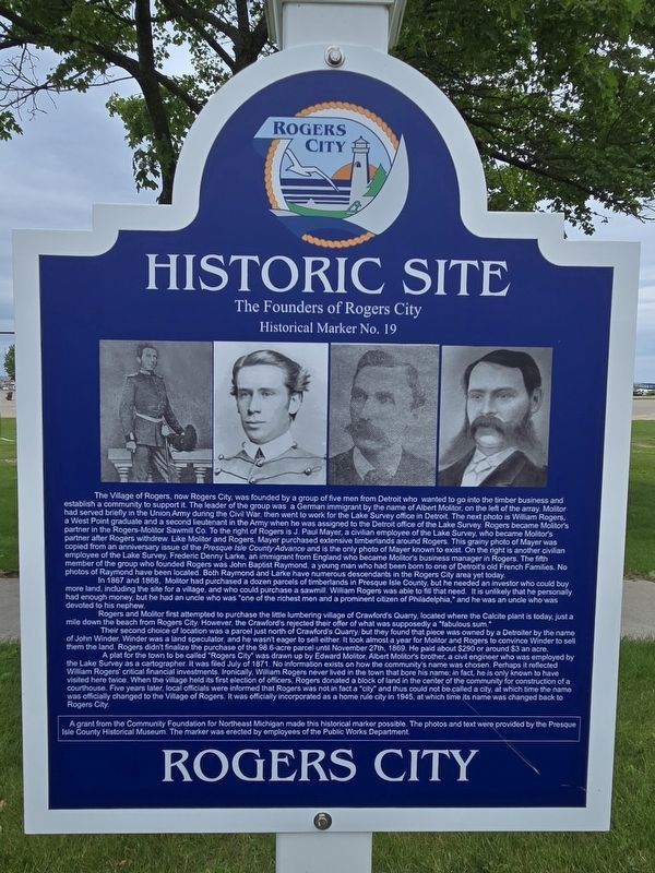 The Founders of Rogers City Historical Marker