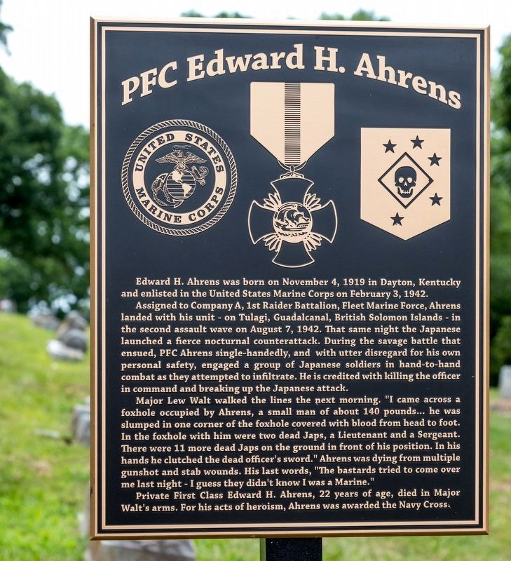PFC Edward H. Ahrens Historical Marker