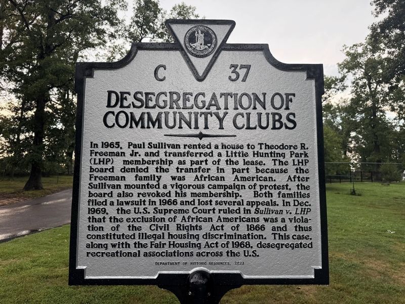 Desegregation of Community Clubs Historical Marker