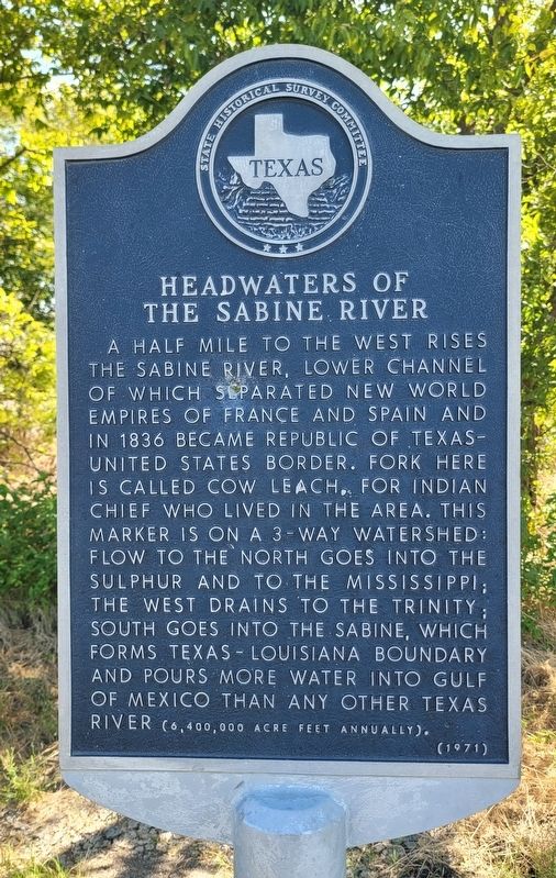 Headwaters of the Sabine River Historical Marker