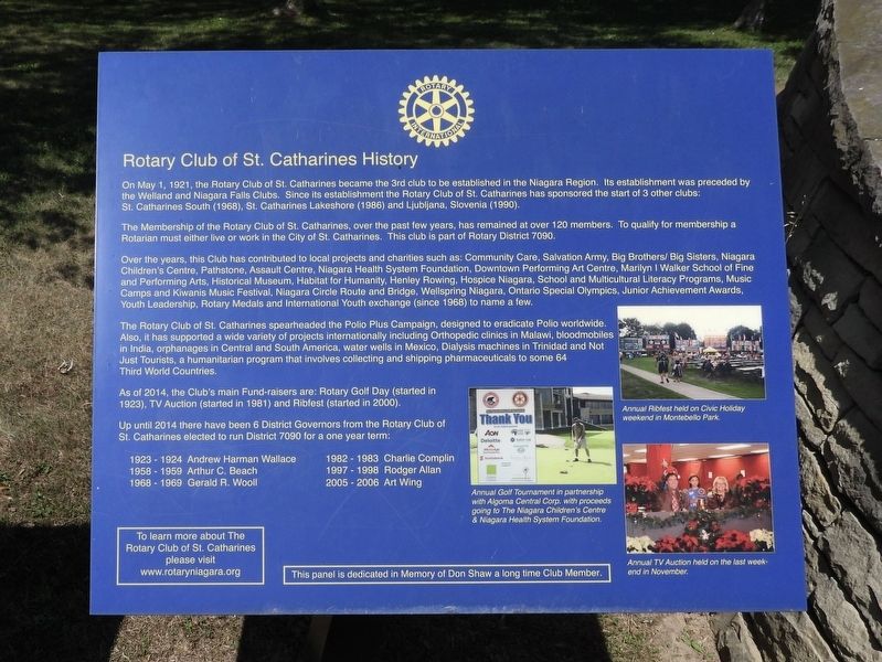 Rotary Club of St. Catharines History Historical Marker