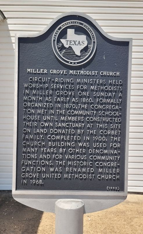 Miller Grove Methodist Church Historical Marker