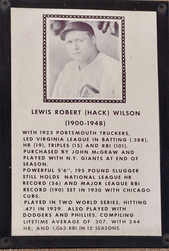 Lewis Robert (Hack) Wilson Historical Marker