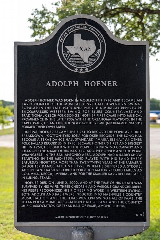 Adolph Hofner Historical Marker