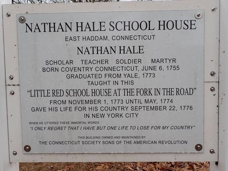 Nathan Hale School House Historical Marker