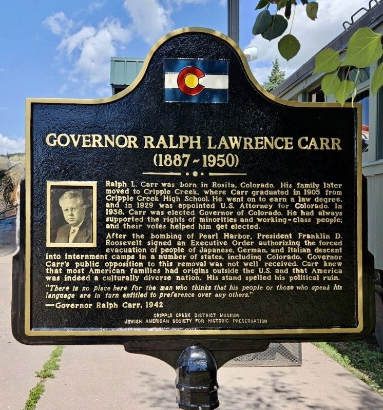 Governor Ralph Lawrence Carr Historical Marker