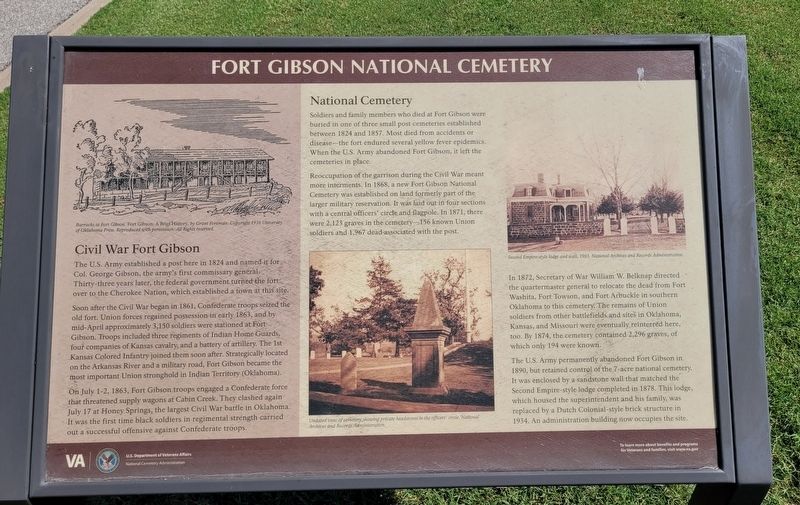 Fort Gibson National Cemetery Historical Marker