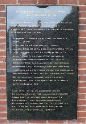 Secretariat: America's Super Horse and Virginia's Pride Historical Marker